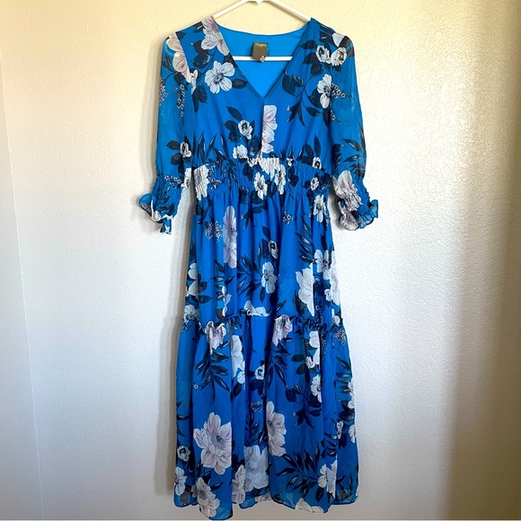 Taylor | Dresses | Taylor Blue Floral Maxi Spring Easter Dress Sz 2 ...